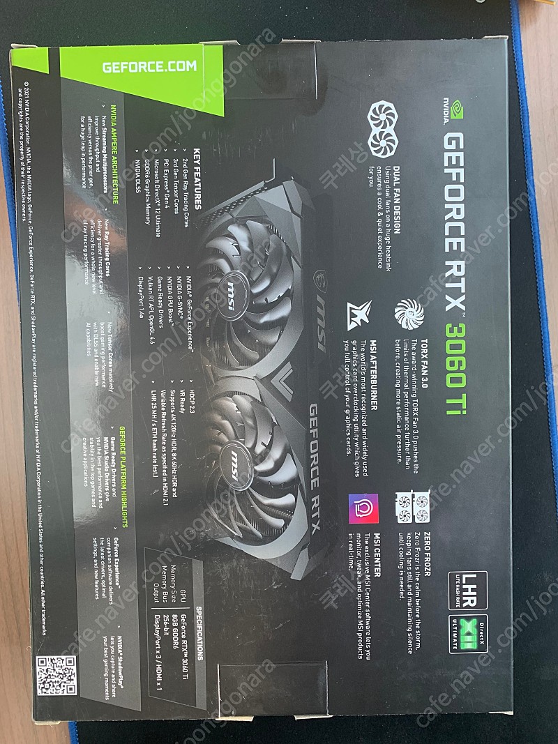 지포스 3060ti ventus2x 그래픽카드 팔아요 | CPU/메인보드 | 중고나라