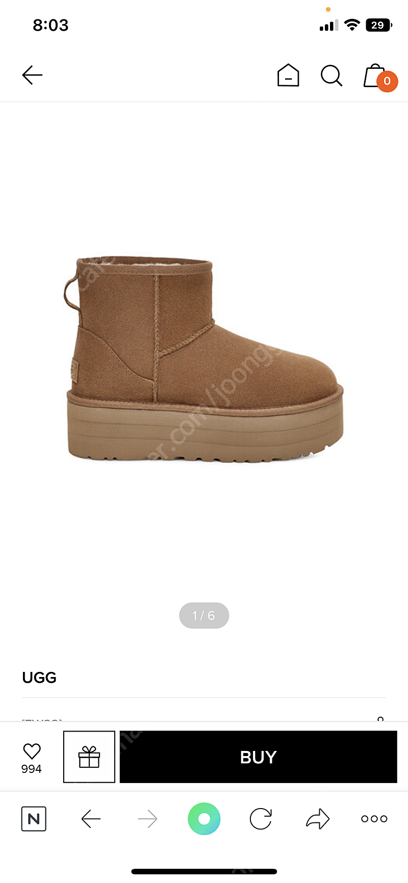 UGG 어그 클래식 미니 플랫폼 230 us6 | 여성신발 | 중고나라