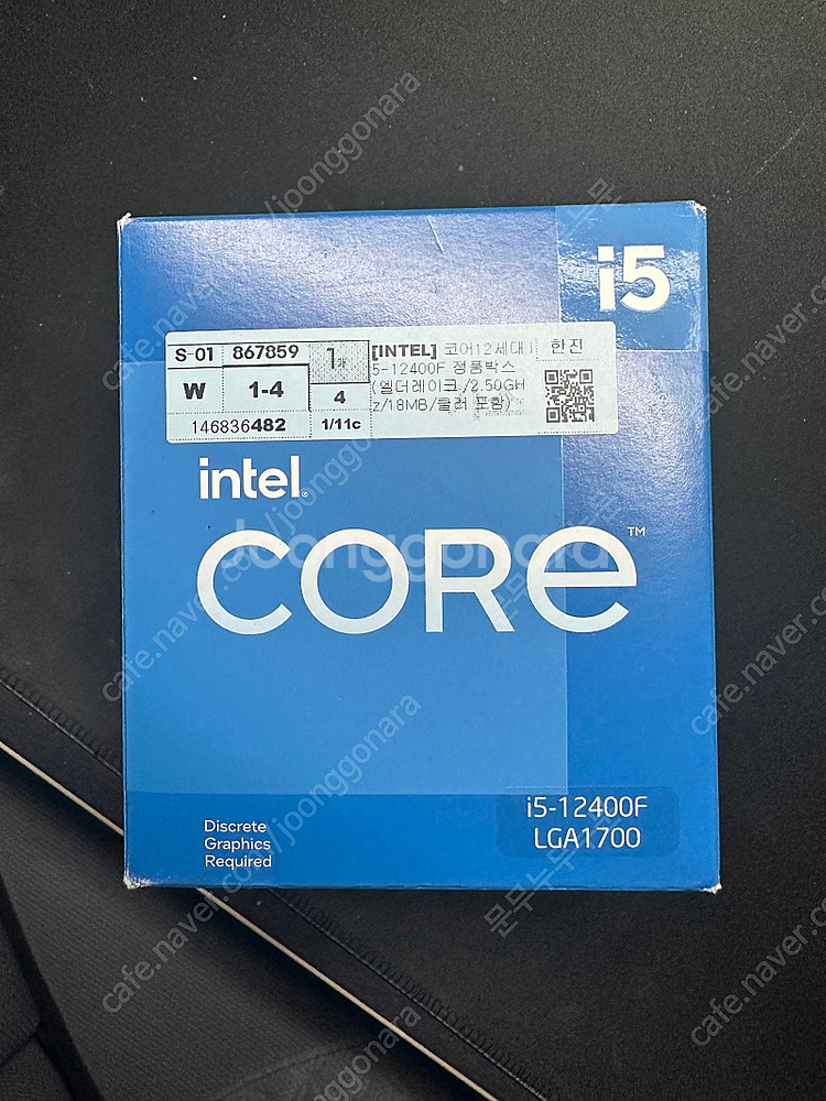 I5 12400f 정품 풀박스 Cpu메인보드 중고나라