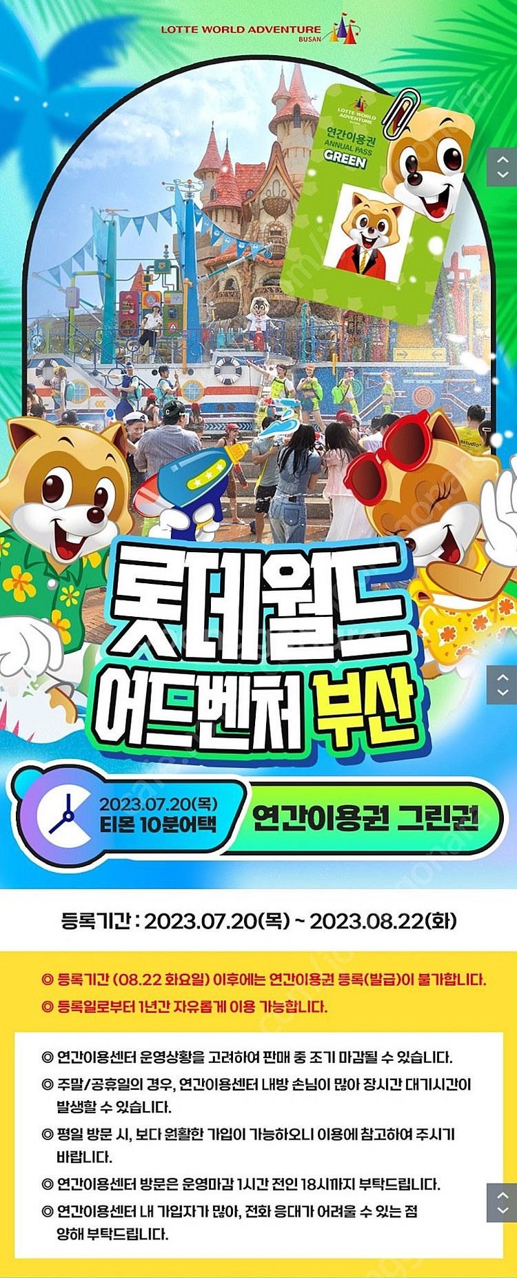 부산 롯데월드 연간회원권 대인 소인 그린권 부산 기타 티켓쿠폰이용권 중고나라