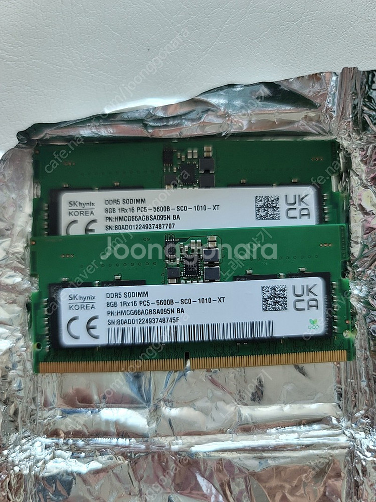 노트북용 ddr5 8g x 2 5600 | CPU/메인보드 | 중고나라