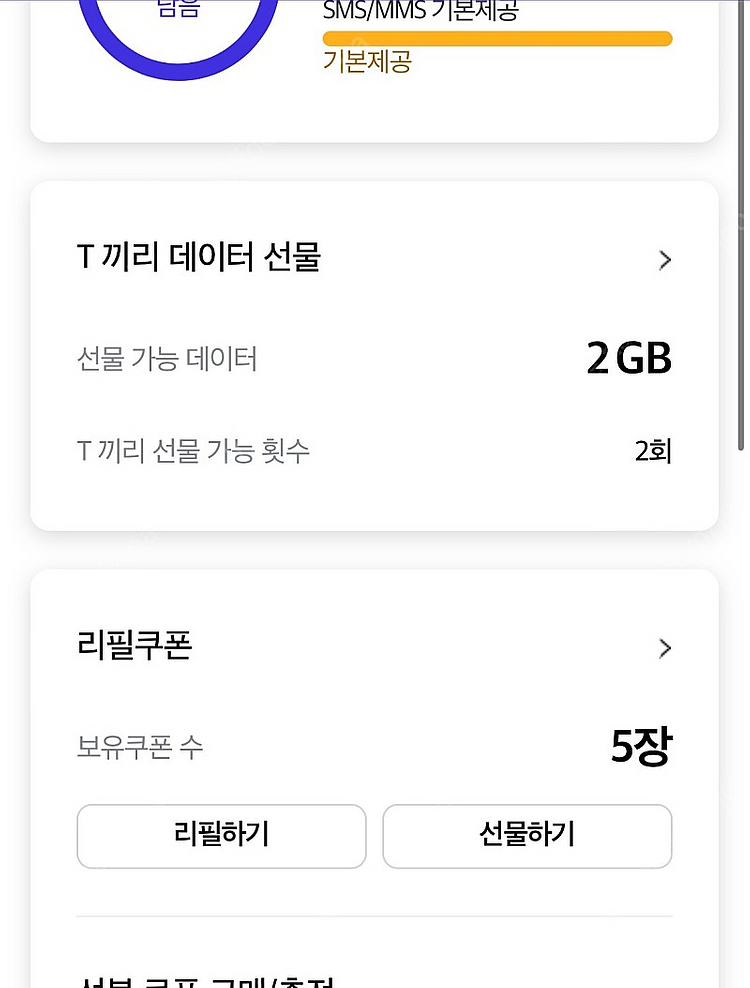 SKT 데이터 1기가 2000 2기가 3000 | 기타 티켓/쿠폰/이용권 | 중고나라