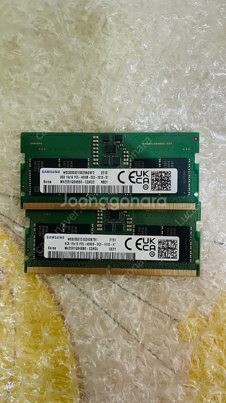 노트북용 램 DDR5 8g 두장 팝니다 | CPU/메인보드 | 중고나라