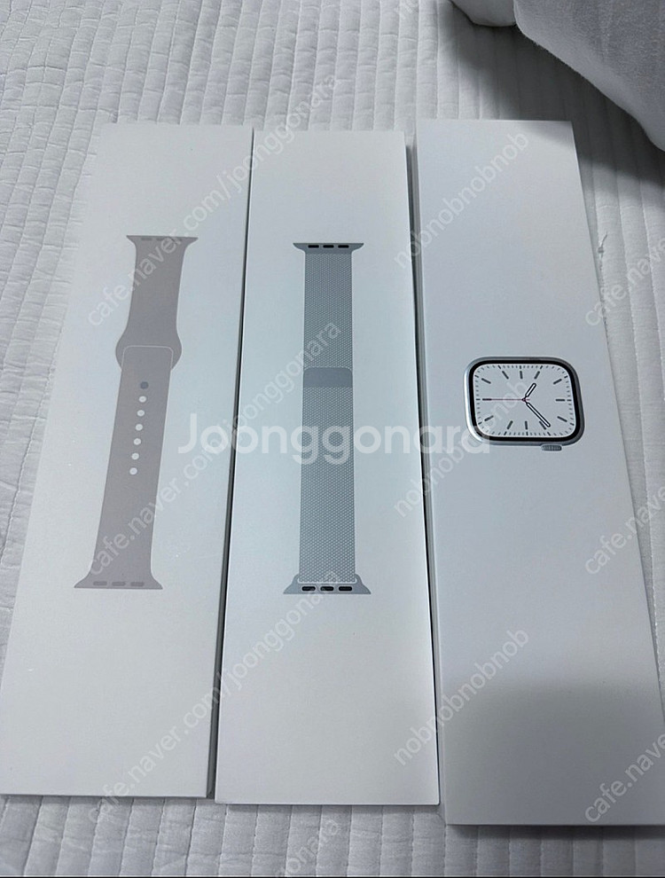 애플워치7 41mm 셀룰러 실버 스테인리스 스타라이트 케이스거치대보호필름 중고나라