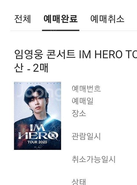임영웅 대전 Vip 석 연석 두자리 티켓 중고나라