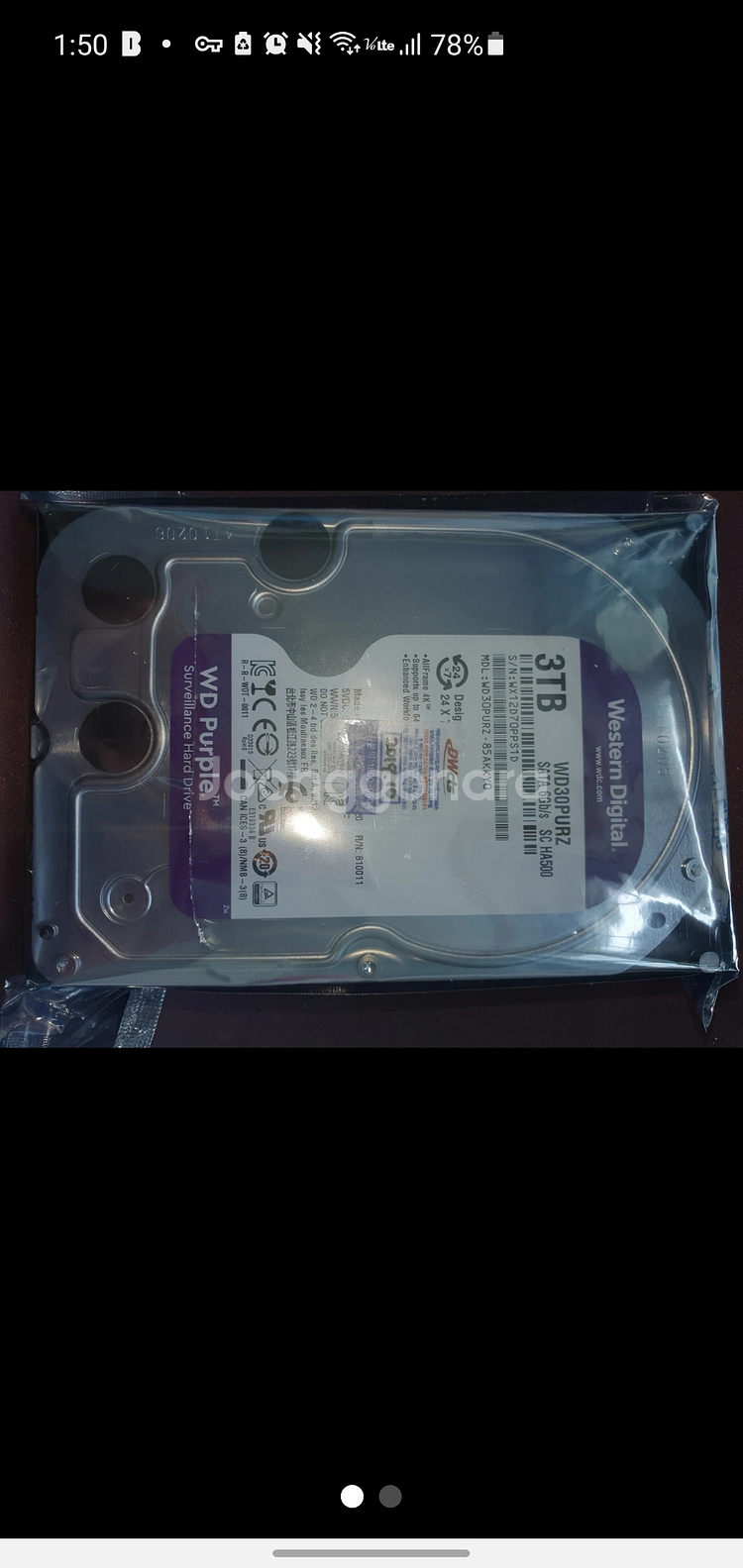 미개봉 wd purple hdd 하드 3테라 3tb | HDD/SSD/ODD | 중고나라